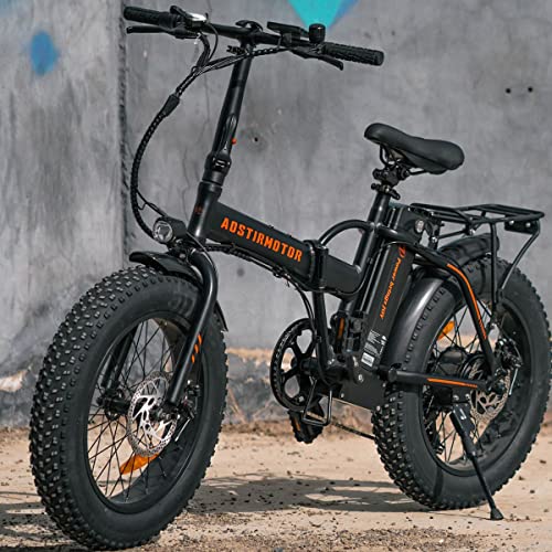 aostirmotor Folding Electric Bike 20" x 4.0 Fat Tire Electric Bike with 500W Motor 36V 13AH Removable Lithium Battery,Ebike for Adults (Black)