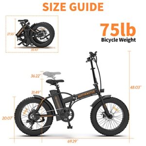 aostirmotor Folding Electric Bike 20" x 4.0 Fat Tire Electric Bike with 500W Motor 36V 13AH Removable Lithium Battery,Ebike for Adults (Black)