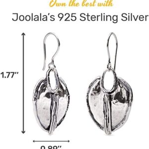 Joolala Paragon Hammered Sterling Silver Earrings – 925 Silver Paragon Hammered Drop Hang Easy Hook Dangling Earrings - Lightweight for Women