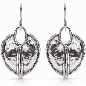 Joolala Paragon Hammered Sterling Silver Earrings – 925 Silver Paragon Hammered Drop Hang Easy Hook Dangling Earrings - Lightweight for Women