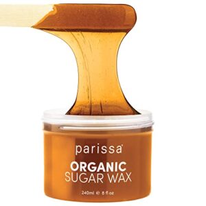 parissa legs & body organic sugar wax for sensitive skin, 100% natural, gentle & washable formula at home waxing kit, green, 8 fl oz