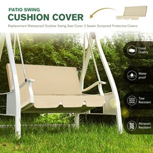 Moutosne Patio Swing Cushion Cover Replacement Waterproof Outdoor Swing Seat Cover 3 Seater Dustproof Protective Covers for 3 Seat Garden Swing Chair Cushions (Only Cover, No Cushion) 59x59x4 Inch