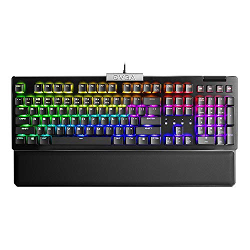 EVGA Z15 RGB USB Gaming Keyboard, RGB Backlit LED, Hotswappable Mechanical Kaihl Speed Bronze Switches (Clicky), 822-W1-15US-KR, Black