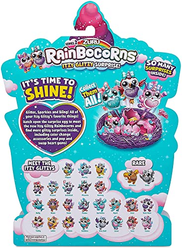 Rainbocorns Itzy Glitzy Surprise Series 2 (8 Pack) Pink Eggs by ZURU, Collectibles, Rings, Hair Clips, Pencil Toppers, Wings for Easter Basket Stuffers, Party Favors, Girls, and Kids