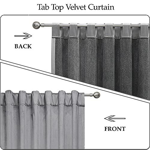 WEST LAKE Velvet Grey Blackout Winter Curtains Room Darkening Window Drapes Super Soft Luxury Drapes for Bedroom Rod Pocket Back Tab Curtains for Living Room Gray 52" Wx63 L,2 Panels