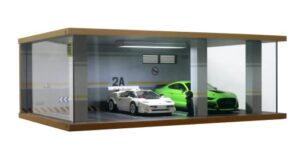 display case for cars with acylic cover and led lighting for 1/24 scale diecast car, lego cars speed champions 76908 76907 76901 76910 76909 76895, model cars, 3 parking space (2a)