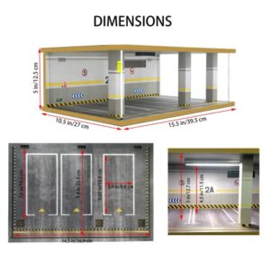 Display Case for Cars with Acylic Cover and LED Lighting for 1/24 Scale Diecast Car, Lego Cars Speed Champions 76908 76907 76901 76910 76909 76895, Model Cars, 3 Parking Space (2A)