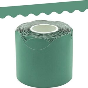 teacher created resources eucalyptus green scalloped rolled border trim, 50 feet