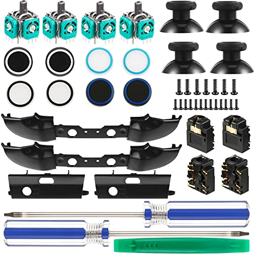 31 Pieces Replacement Game Controller Kit, Thumbsticks Grips Cover, Joystick, Bumpers Triggers, ABXY Buttons, Headphone Jack Plug Port, Screwdriver Compatible with Xbox ONE S Controller Model 1708