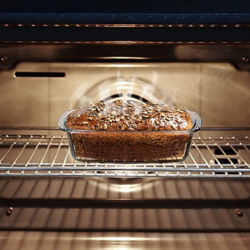 Razab LARGE Superior Glass 7.6 Cups/ 1800ML/1.9Qt (Set of 2) Glass Loaf Pan w/Lids - Meatloaf Pan Airtight BPA free - Easy Grip Handle, Microwave & Oven Safe - Loaf Pans For Baking Bread, Cakes etc