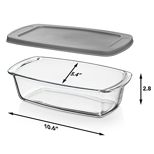 Razab LARGE Superior Glass 7.6 Cups/ 1800ML/1.9Qt (Set of 2) Glass Loaf Pan w/Lids - Meatloaf Pan Airtight BPA free - Easy Grip Handle, Microwave & Oven Safe - Loaf Pans For Baking Bread, Cakes etc