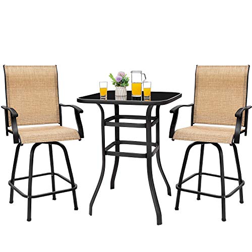 Homall Bar Height Patio Set 2 Swivel Bar Stools and Bar Table