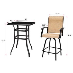 Homall Bar Height Patio Set 2 Swivel Bar Stools and Bar Table