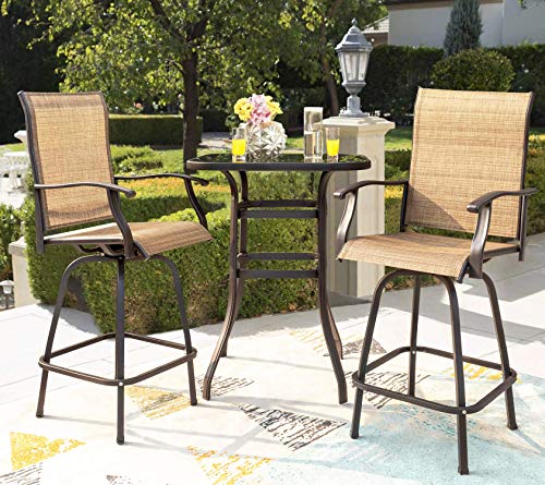 Homall Bar Height Patio Set 2 Swivel Bar Stools and Bar Table