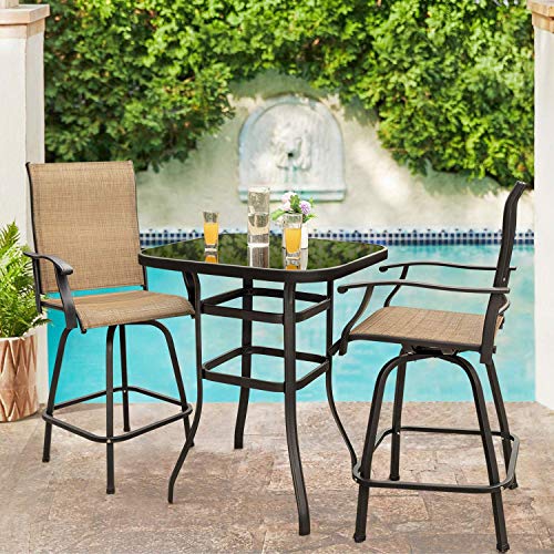 Homall Bar Height Patio Set 2 Swivel Bar Stools and Bar Table