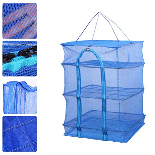 BESPORTBLE Drying Net Basket Herb Drying Rack Net 3 Layer Herb Dryer Black Mesh Hanging Dryer Rack with Zipper for Tea Food Fish Dehydrator 65cm Flower Drying Net