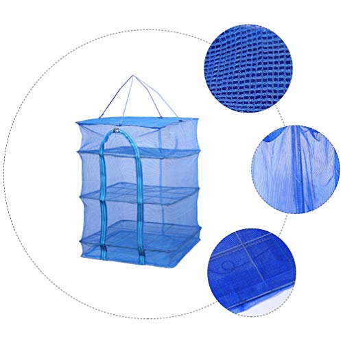 BESPORTBLE Drying Net Basket Herb Drying Rack Net 3 Layer Herb Dryer Black Mesh Hanging Dryer Rack with Zipper for Tea Food Fish Dehydrator 65cm Flower Drying Net