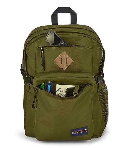 JanSport Main Campus Backpack - Travel, or Work Bookbag w 15-Inch Laptop Sleeve and Dual Water Bottle Pockets, Army Green