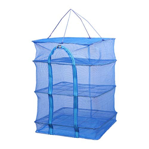 BESPORTBLE Drying Net Basket Herb Drying Rack Net 3 Layer Herb Dryer Black Mesh Hanging Dryer Rack with Zipper for Tea Food Fish Dehydrator 65cm Flower Drying Net