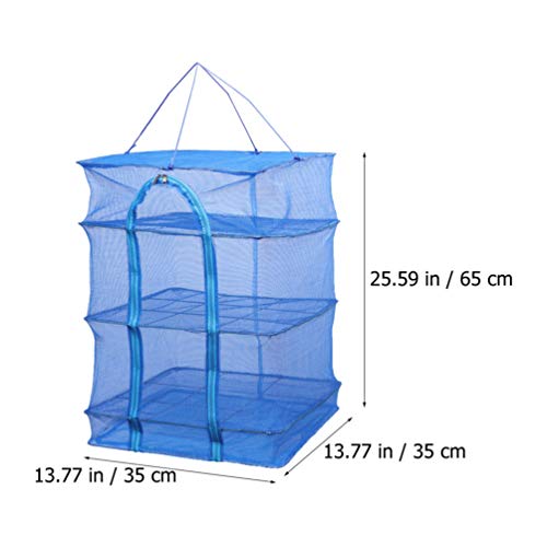 BESPORTBLE Drying Net Basket Herb Drying Rack Net 3 Layer Herb Dryer Black Mesh Hanging Dryer Rack with Zipper for Tea Food Fish Dehydrator 65cm Flower Drying Net