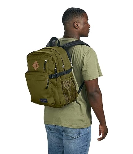 JanSport Main Campus Backpack - Travel, or Work Bookbag w 15-Inch Laptop Sleeve and Dual Water Bottle Pockets, Army Green