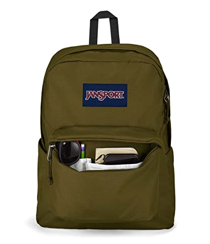 JanSport Superbreak Plus Backpack - Work, Travel, or Laptop Bookbag with Water Bottle Pocket, Army Green