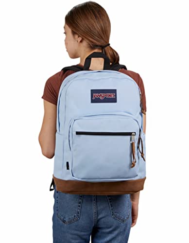 JanSport Right Pack Backpack - Travel, Work, or Laptop Bookbag with Leather Bottom, Blue Dusk