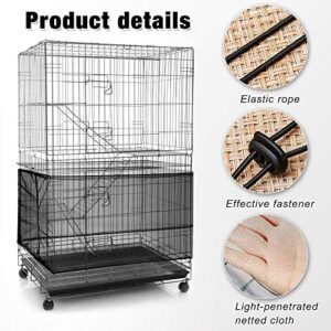 Adjustable Bird Cage Net Cover Birdcage Seed Feather Catcher Soft Skirt Guard Birdcage Nylon Mesh Netting for Parrot Parakeet Macaw Round Square Cages (Black, 78.7 x 15 Inch/ 200 x 37 cm)