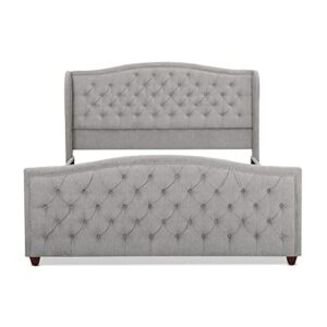 Jennifer Taylor Home Anastasia Upholstered Shelter Headboard Bed Set, California King, Silver Grey Polyester