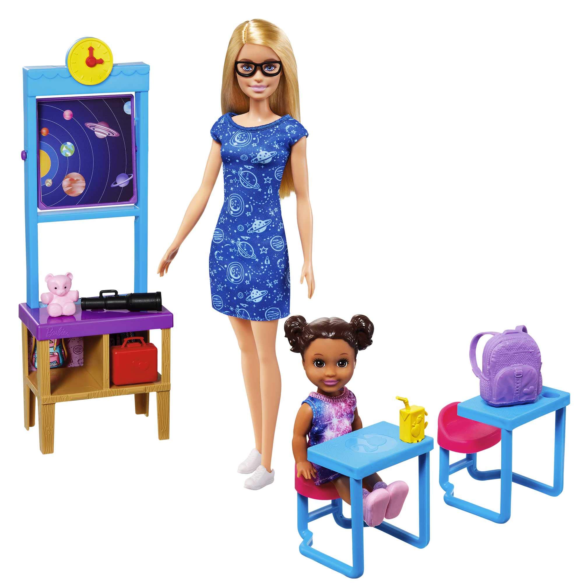 Barbie GTW34 Space Discovery Dolls and Science Classroom Playset with Teacher Doll, Multicolor, 29.0 cm*6.0 cm*19.0 cm