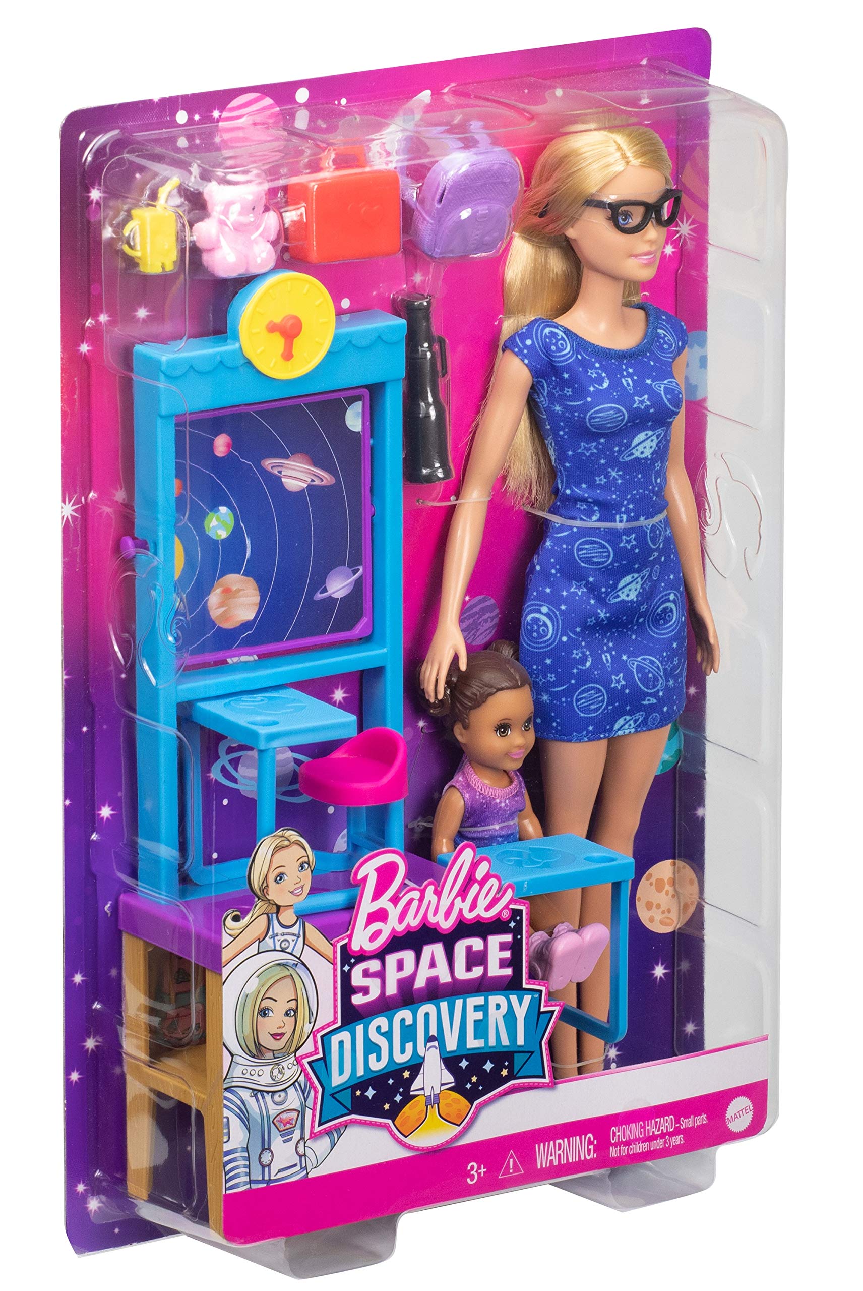 Barbie GTW34 Space Discovery Dolls and Science Classroom Playset with Teacher Doll, Multicolor, 29.0 cm*6.0 cm*19.0 cm