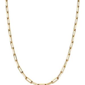 Miabella Solid 18K Gold Over Sterling Silver Italian 2.5mm Paperclip Link Chain Necklace for Women Men, 925 Made in Italy (20 Inches)