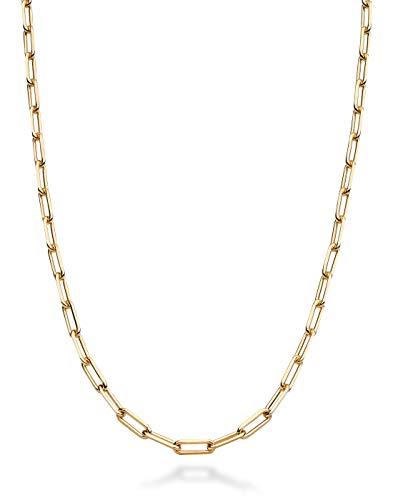 Miabella Solid 18K Gold Over Sterling Silver Italian 2.5mm Paperclip Link Chain Necklace for Women Men, 925 Made in Italy (20 Inches)