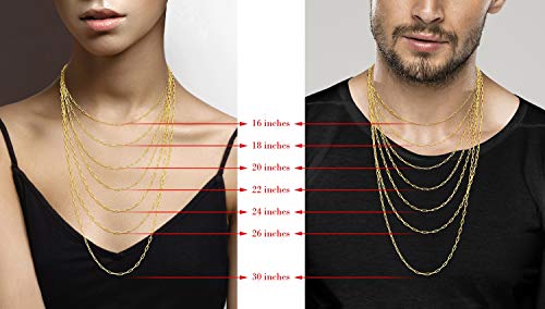 Miabella Solid 18K Gold Over Sterling Silver Italian 2.5mm Paperclip Link Chain Necklace for Women Men, 925 Made in Italy (20 Inches)