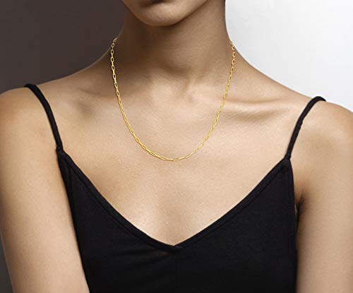 Miabella Solid 18K Gold Over Sterling Silver Italian 2.5mm Paperclip Link Chain Necklace for Women Men, 925 Made in Italy (20 Inches)