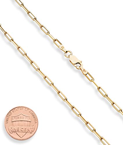 Miabella Solid 18K Gold Over Sterling Silver Italian 2.5mm Paperclip Link Chain Necklace for Women Men, 925 Made in Italy (20 Inches)