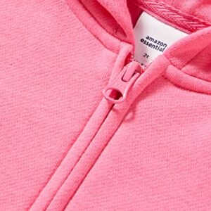 Amazon Essentials Girls' Fleece Zip-Up Hoodie Sweatshirt, Bright Pink, Medium