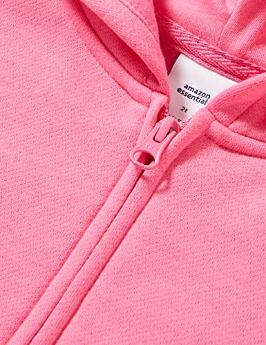 Amazon Essentials Girls' Fleece Zip-Up Hoodie Sweatshirt, Bright Pink, Medium