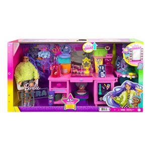 Barbie Extra Doll & Vanity Playset with Exclusive Doll, Pet Puppy, 45+ Pieces Including Clothes & Accessories, Toy Gift for Kids 3Y+, GYJ70