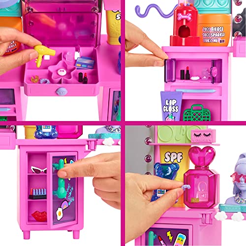 Barbie Extra Doll & Vanity Playset with Exclusive Doll, Pet Puppy, 45+ Pieces Including Clothes & Accessories, Toy Gift for Kids 3Y+, GYJ70