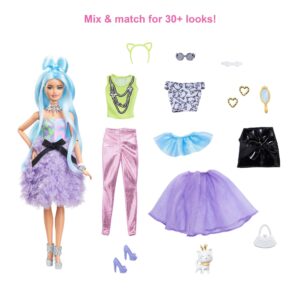 Barbie Extra Doll & Accessories Set with Pet, Mix & Match Pieces for 30+ Looks, Multiple Flexible Joints, Kids 3 Years Old & Up, GYJ69