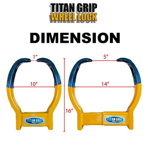 Titan Grip Wheel Lock-Heavy Duty Anti Theft Wheel Lock Clamp- Trailer Wheel Travel Security Lock Parking Boot- Truck SUV Car Motorcycle Van Camper Fit