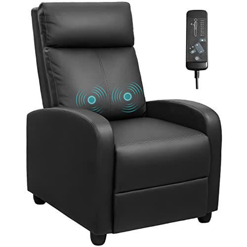 Devoko Massage Recliner Chair Home Theater Seating Pu Leather Modern Living Room Chair Furniture with Padded Cushion Reclining Sofa Chairs (Black)