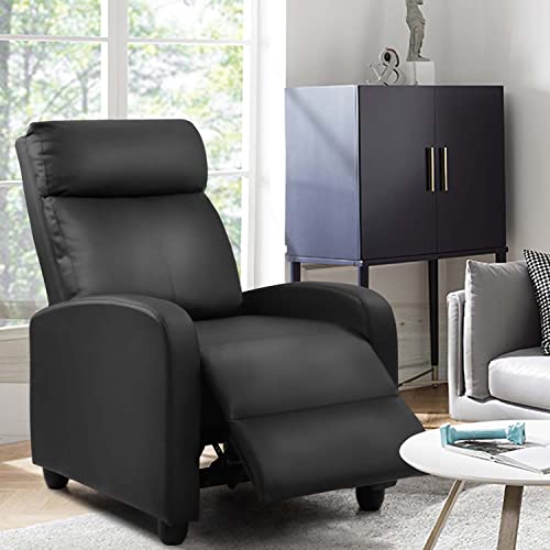 Devoko Massage Recliner Chair Home Theater Seating Pu Leather Modern Living Room Chair Furniture with Padded Cushion Reclining Sofa Chairs (Black)