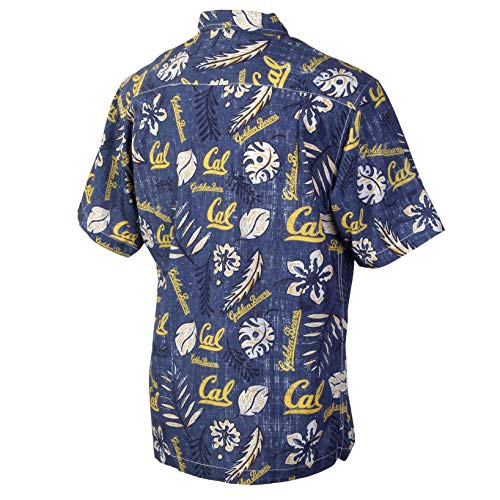 Wes and Willy Mens College Hawaiian Short Sleeve Button Down Shirt Vintage Floral (Cal, X-Large) Navy