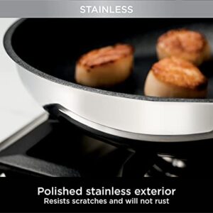 Ninja C62200 Foodi NeverStick Stainless 10.25-Inch & 12-Inch Fry Pan Set, Polished Stainless-Steel Exterior, Nonstick, Durable & Oven Safe to 500°F, Silver