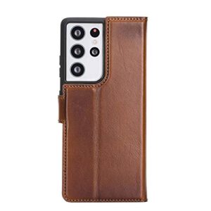 Galaxy S21 Ultra Leather Case, Samsung S21 Ultra 5G 6.8" Bifold Wallet, Magnetic Detachable S21 Ultra Back Cover Supports Wireless Charge