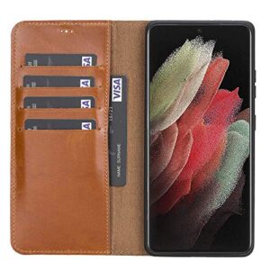 Galaxy S21 Ultra Leather Case, Samsung S21 Ultra 5G 6.8" Bifold Wallet, Magnetic Detachable S21 Ultra Back Cover Supports Wireless Charge