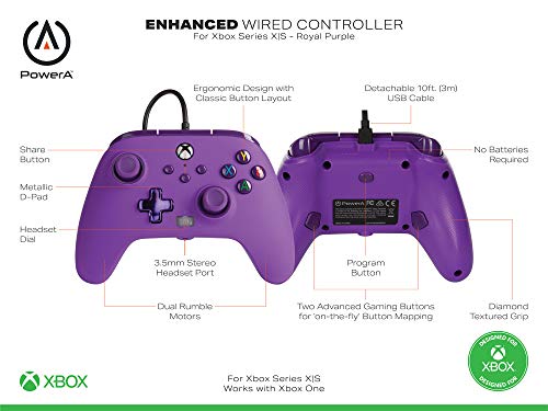 PowerA Enhanced Wired Controller for Xbox Series X|S - Royal Purple