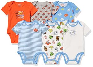 amazon essentials disney | marvel | star wars baby boys' short-sleeve bodysuits, pack of 6, toy story play nice, 12 months